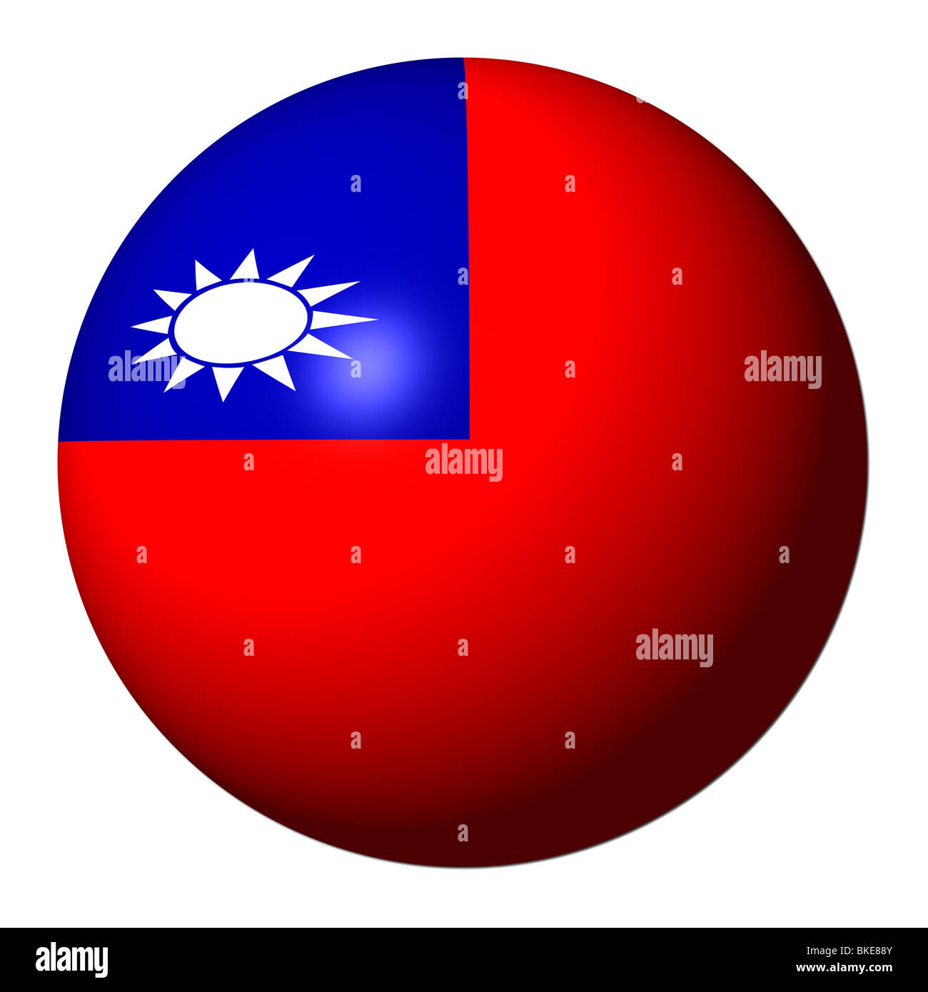 Taiwan flag sphere isolated on white illustration Stock Photo - Alamy