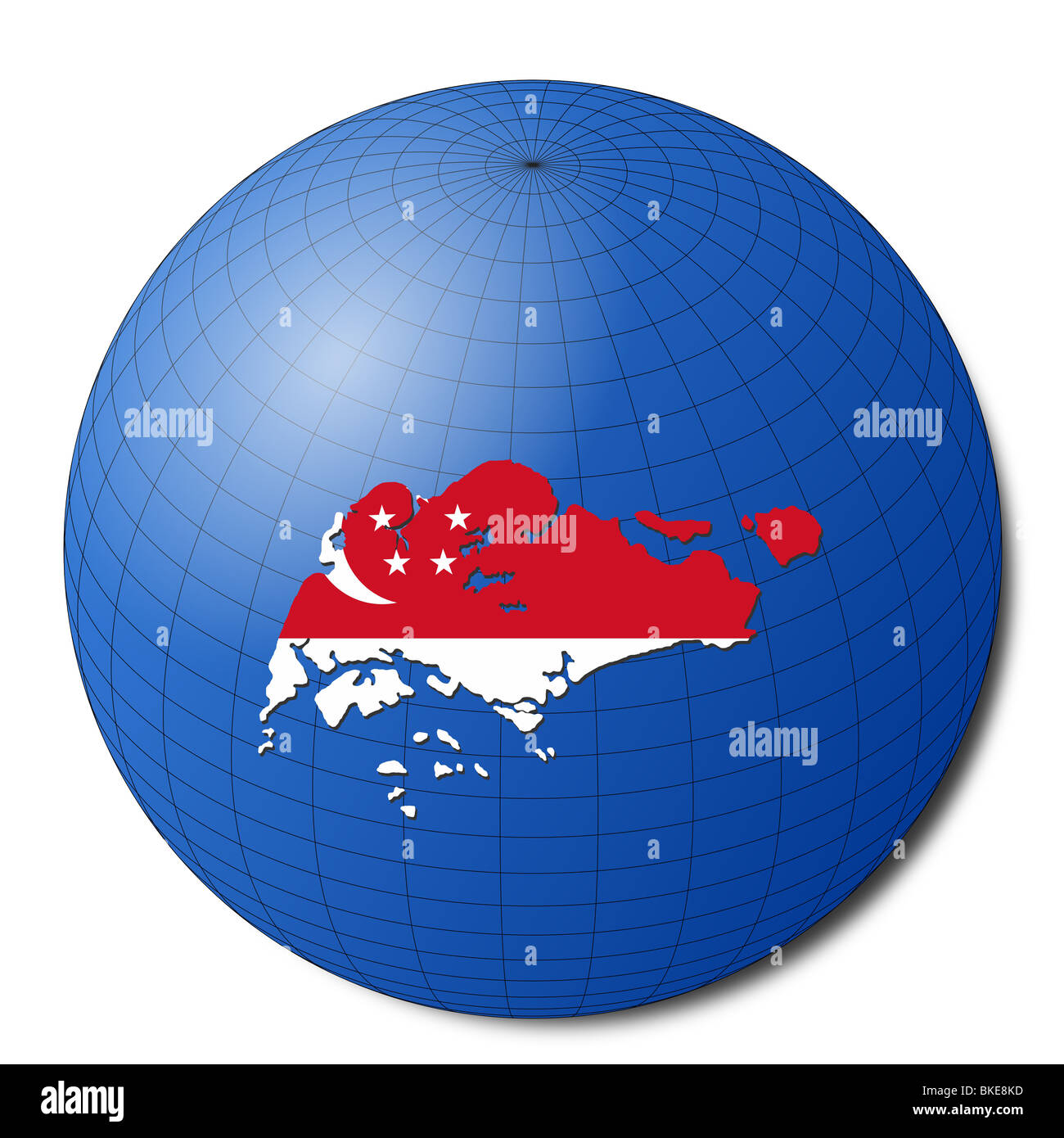 Singapore map flag on abstract globe illustration Stock Photo - Alamy