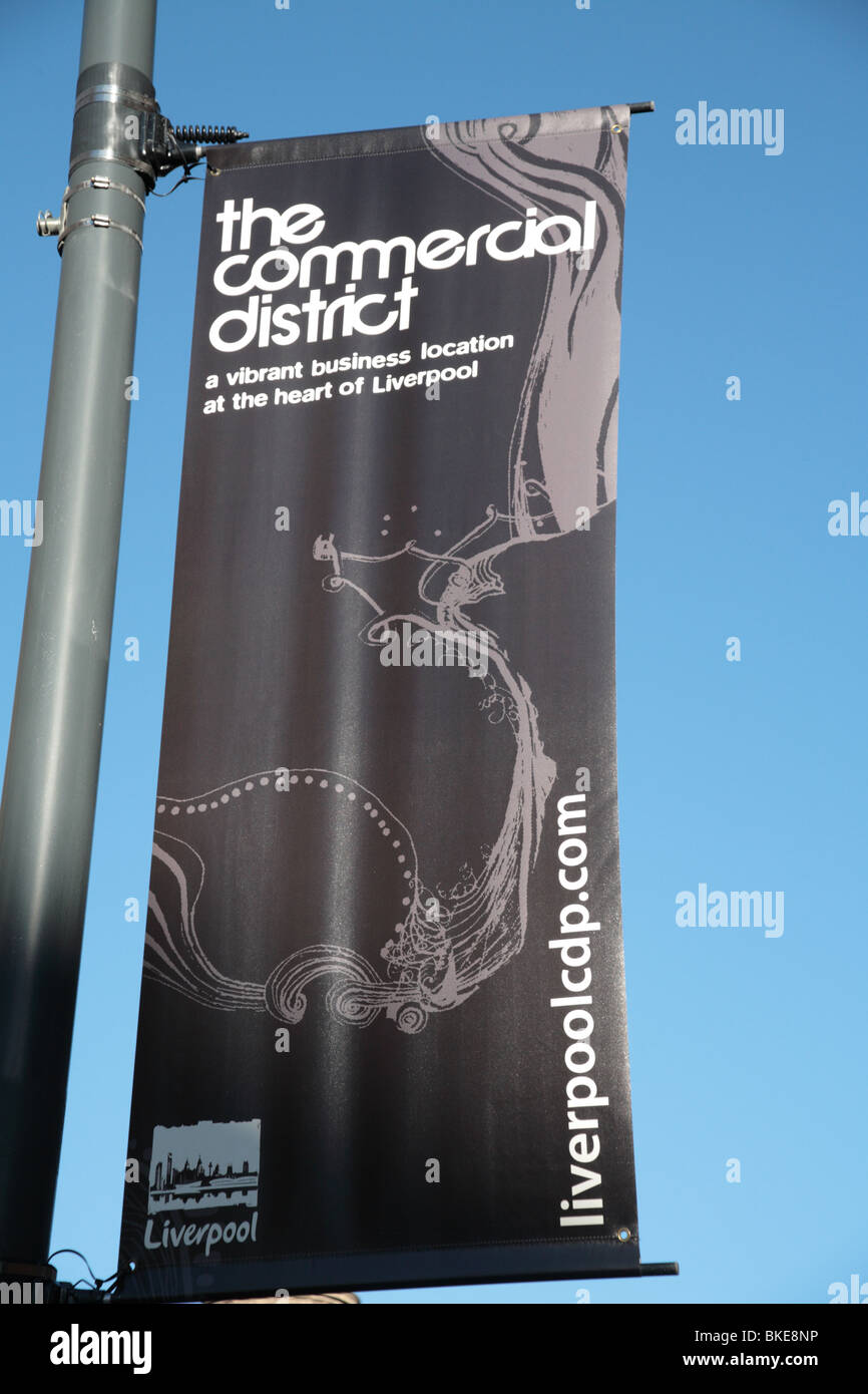 Liverpool's commercial district sign Stock Photo - Alamy