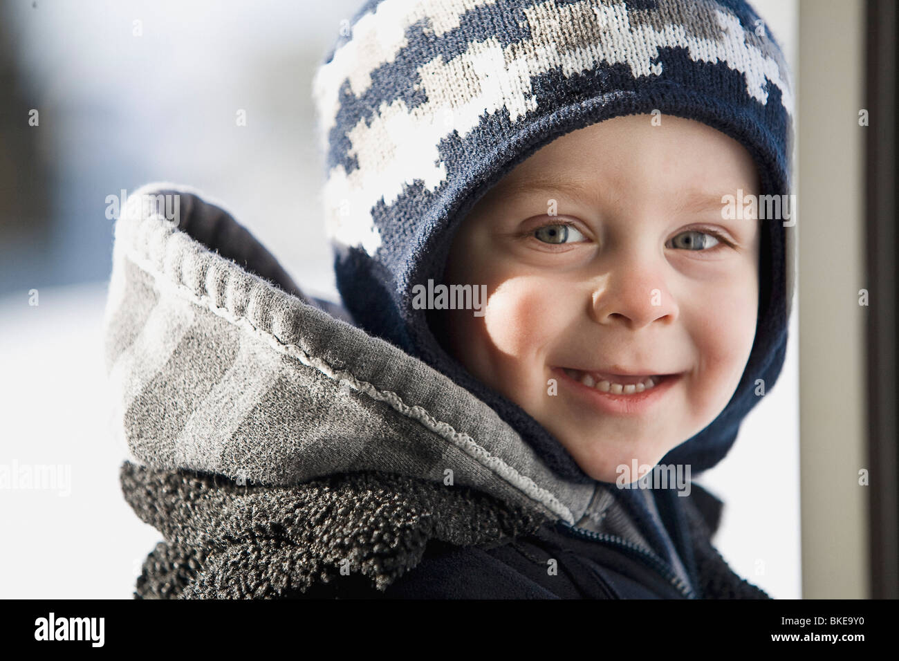 Boy Wearing Winter Clothing Stock Photo - Alamy