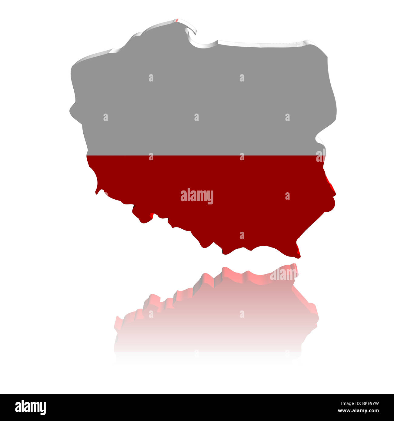 Poland map flag 3d render with reflection illustration Stock Photo - Alamy