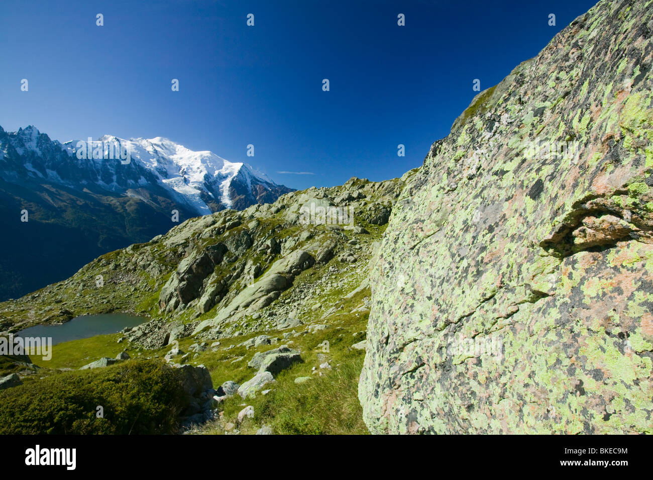 Mont Blanc from the Aiguille Rouge National Park above Chamonix France ...