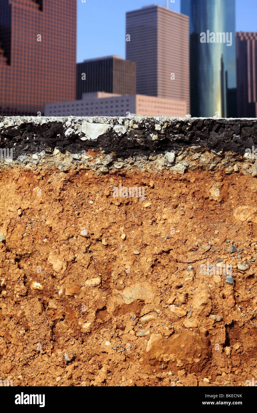 broken city road excavation earthquake cross section Stock Photo - Alamy