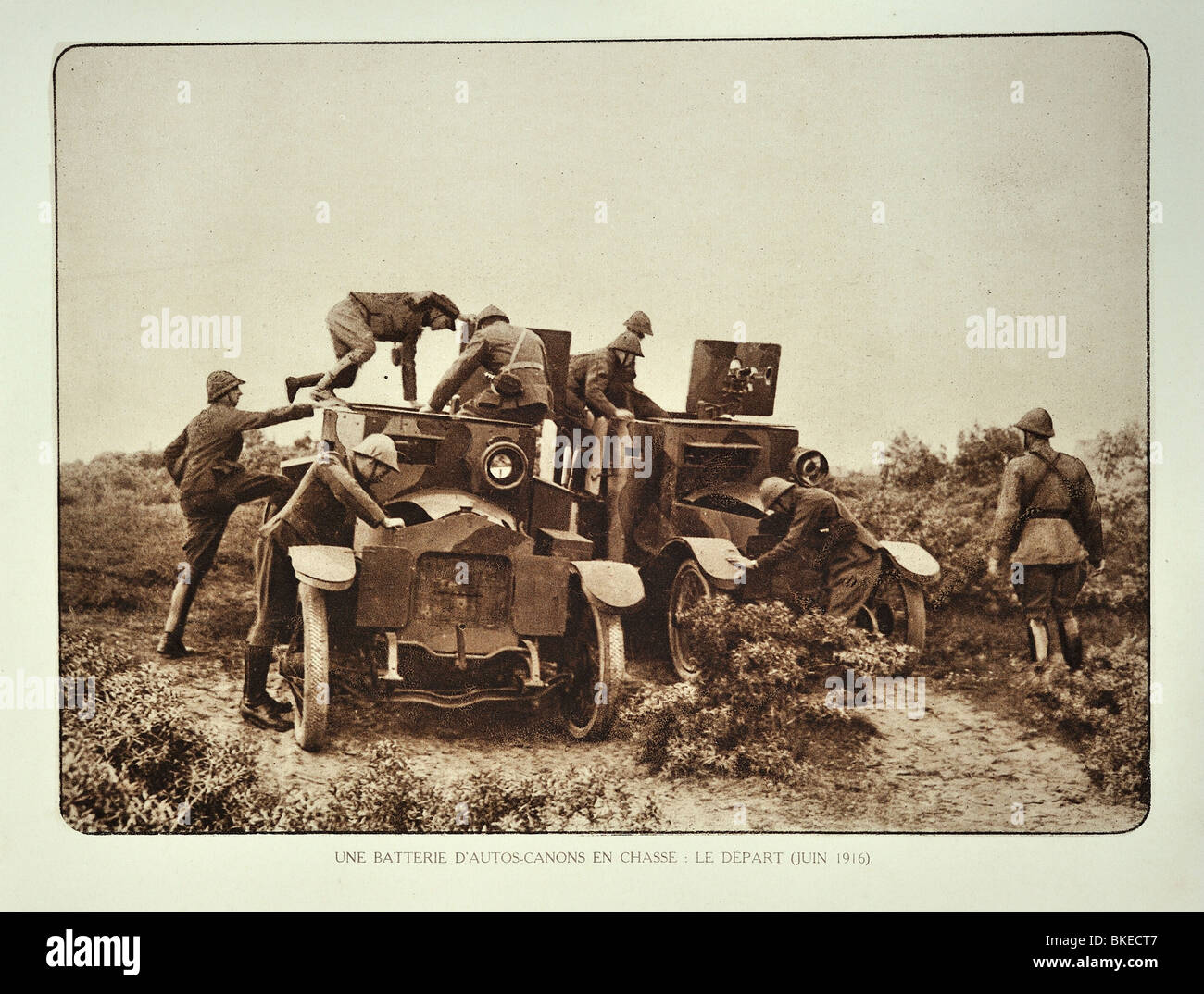 WW1 soldiers and cars fitted with armour and cannons modified into ...