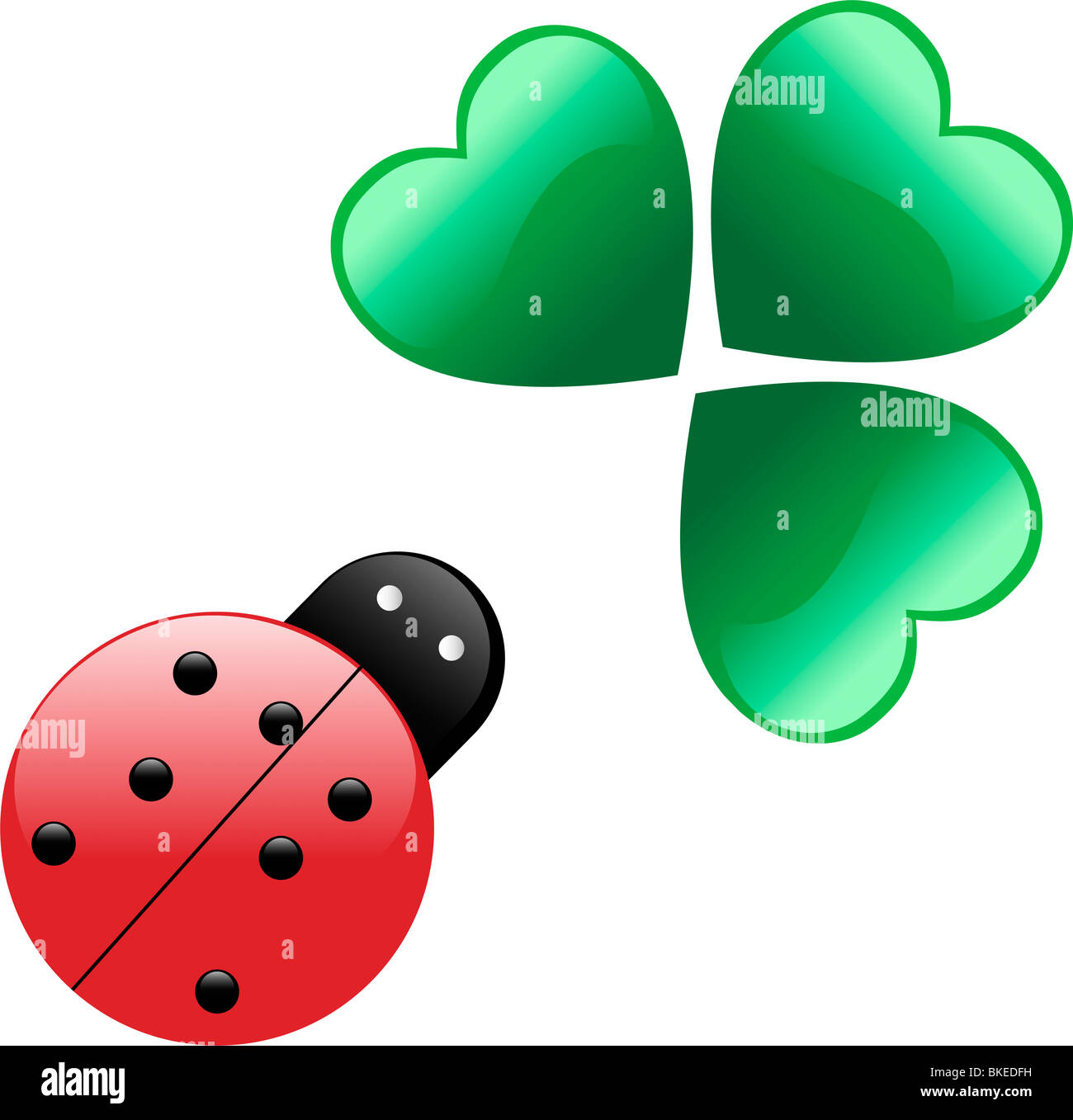 Lady bug and three heart shaped leaves Stock Photo - Alamy