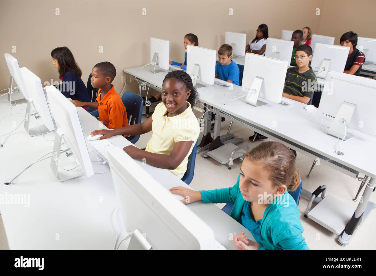 Students In Computer Class Stock Photo - Alamy