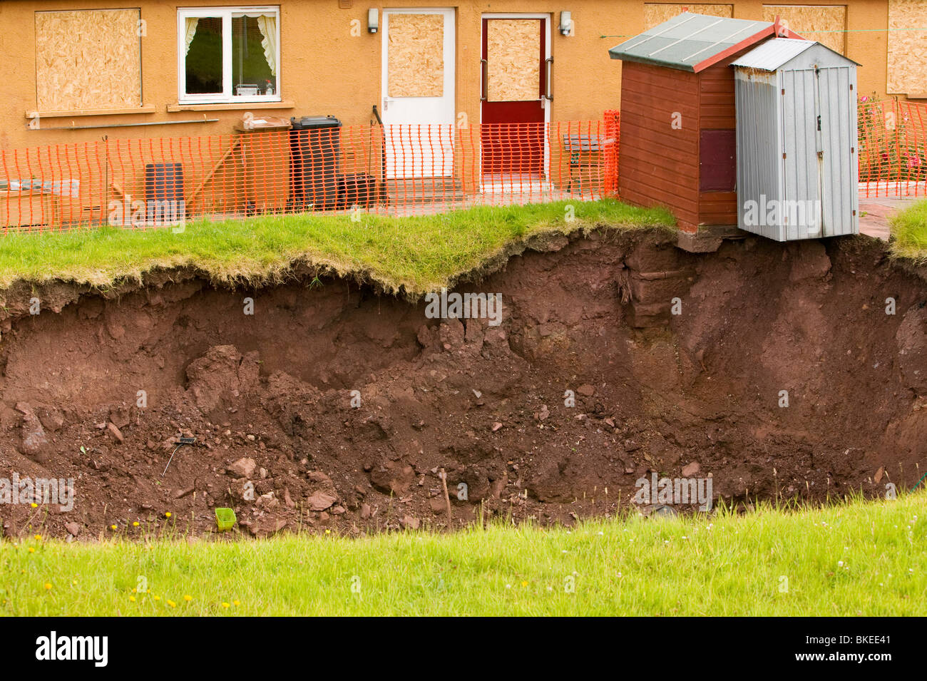 A massive hole opens up in a back garden in Egremont Cumbria as a ...