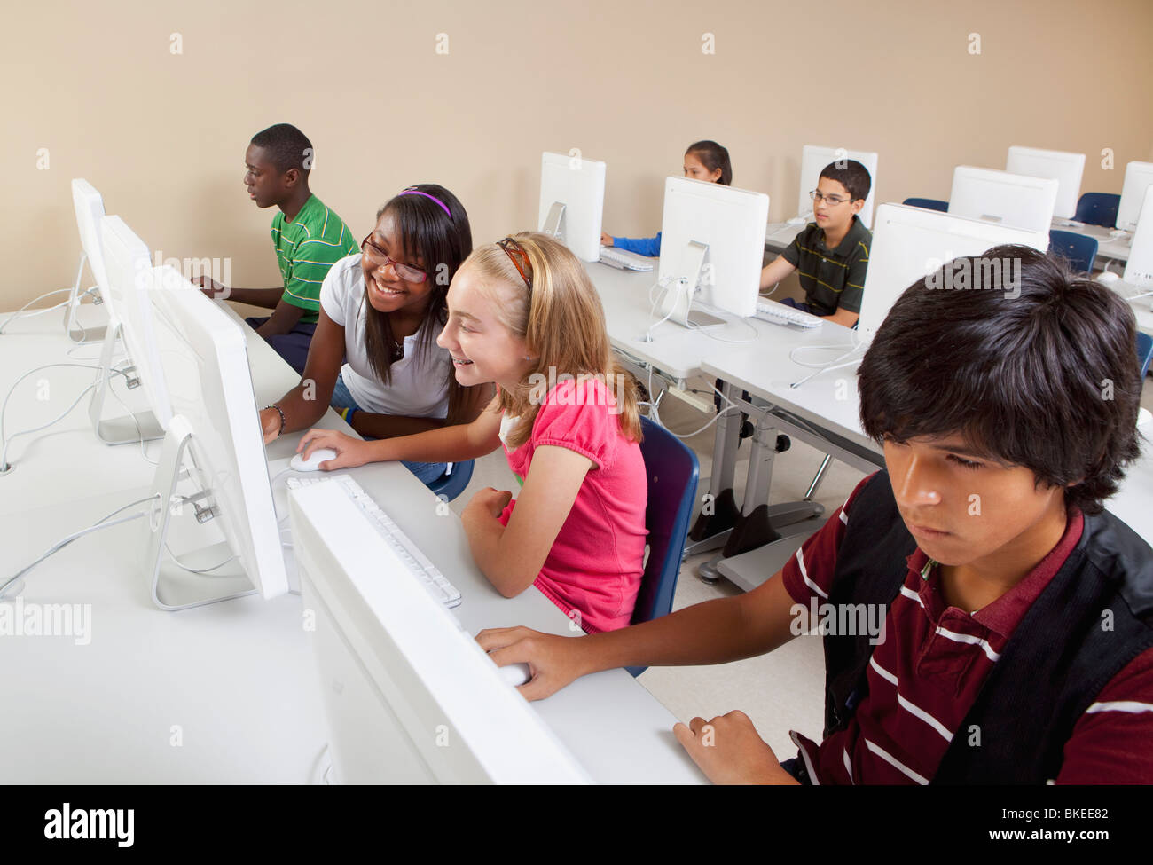 Students In Computer Class Stock Photo - Alamy