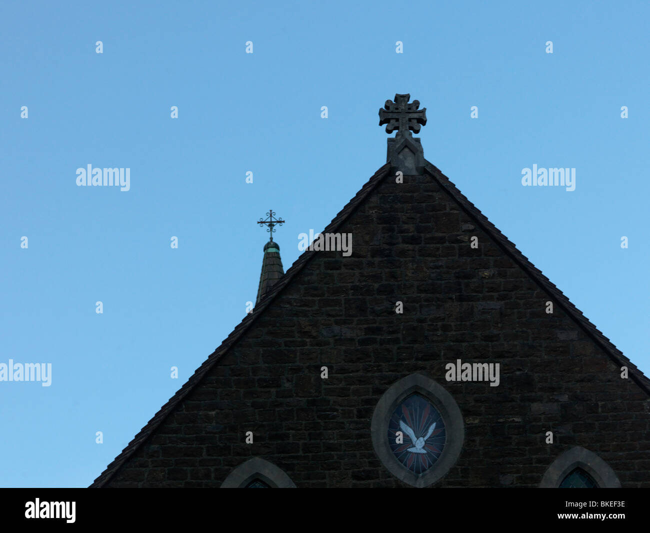 Crosses and Dove on the Roof of the Catholic Church in Haselmere Surrey ...