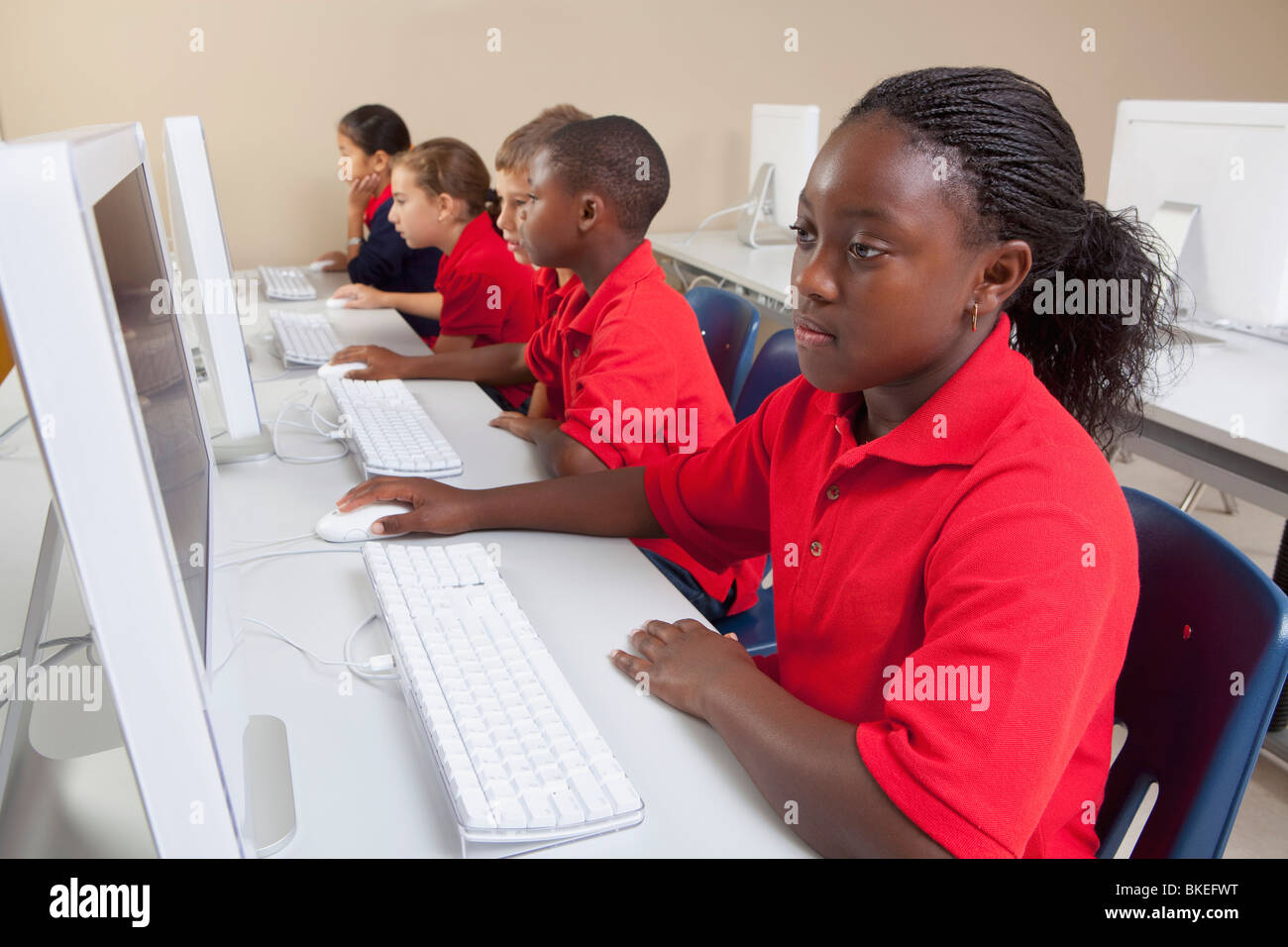 Students In Computer Class Stock Photo - Alamy