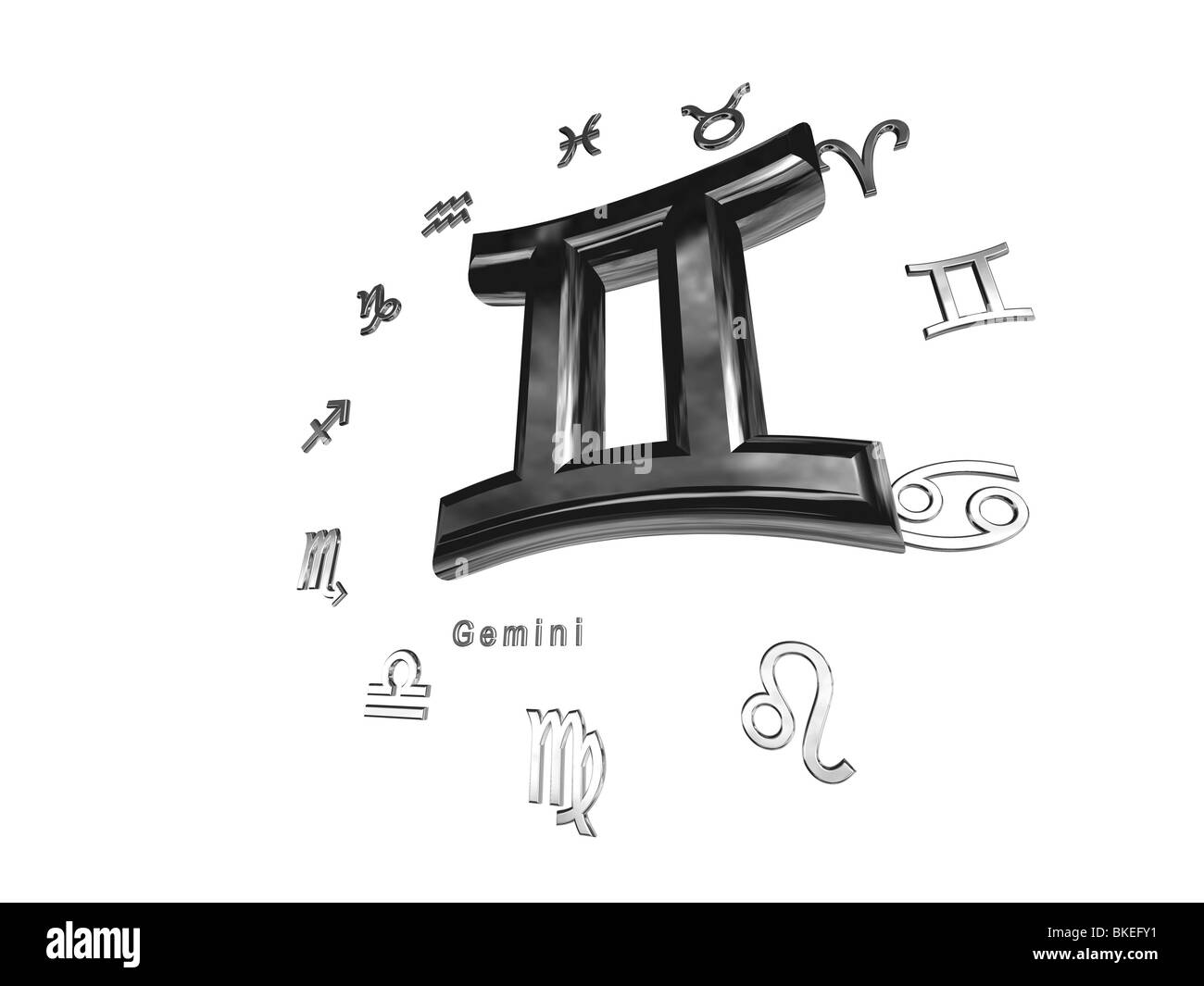 3D Zodiac signs Gemini on white background Stock Photo - Alamy