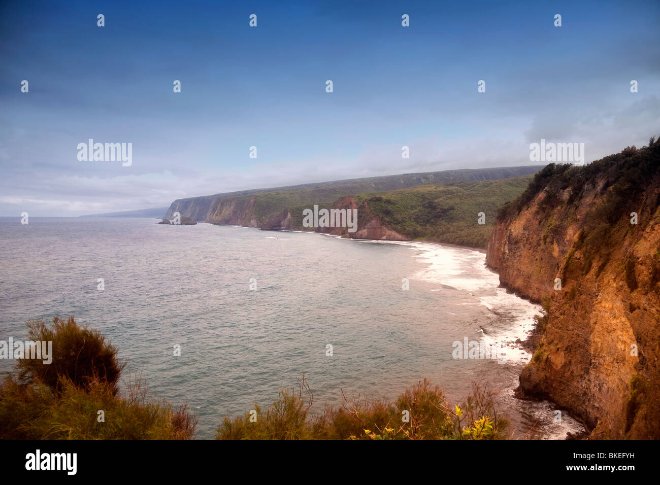 Akoakoa Point near Pololu Lookout and view along pali (cliff Stock ...