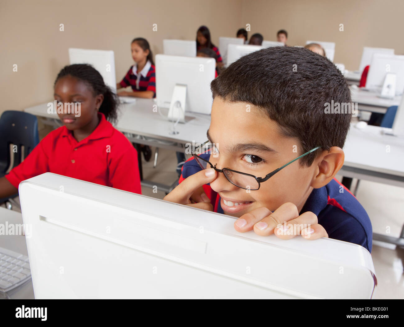 Students In Computer Class Stock Photo - Alamy