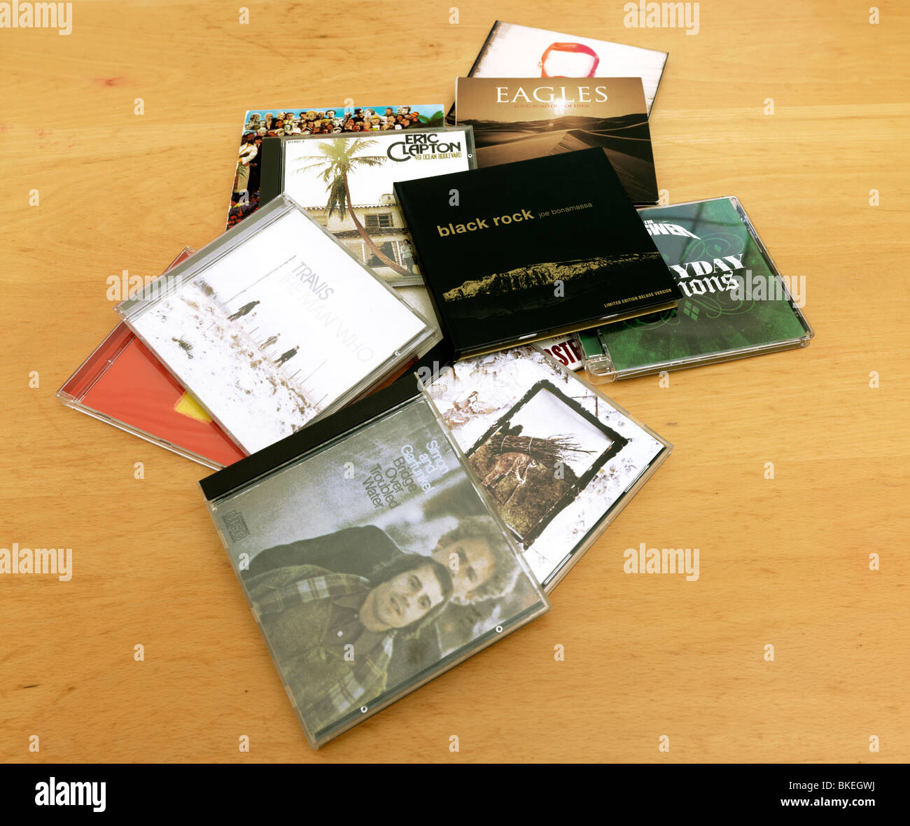 Pile Of Compact Discs Spread Out On Table Stock Photo - Alamy