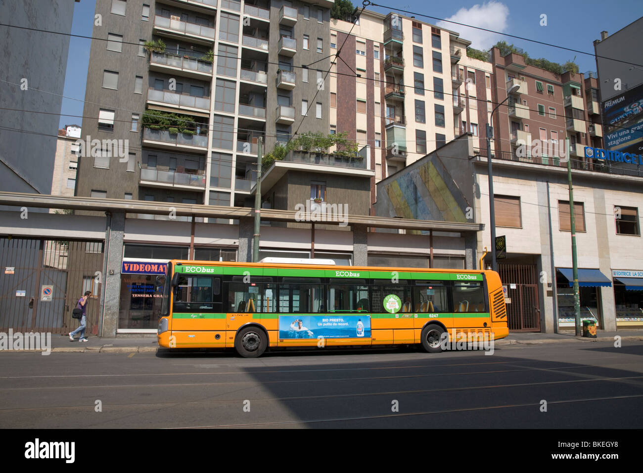 Eco Bus Milan Italy Stock Photo - Alamy