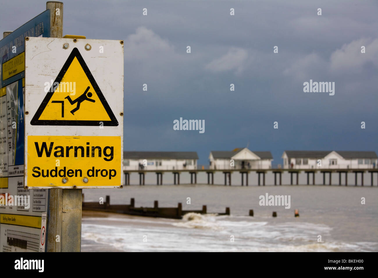 Southwold, Suffolk, England; Sign Of Warning And A Sudden Drop Posted ...