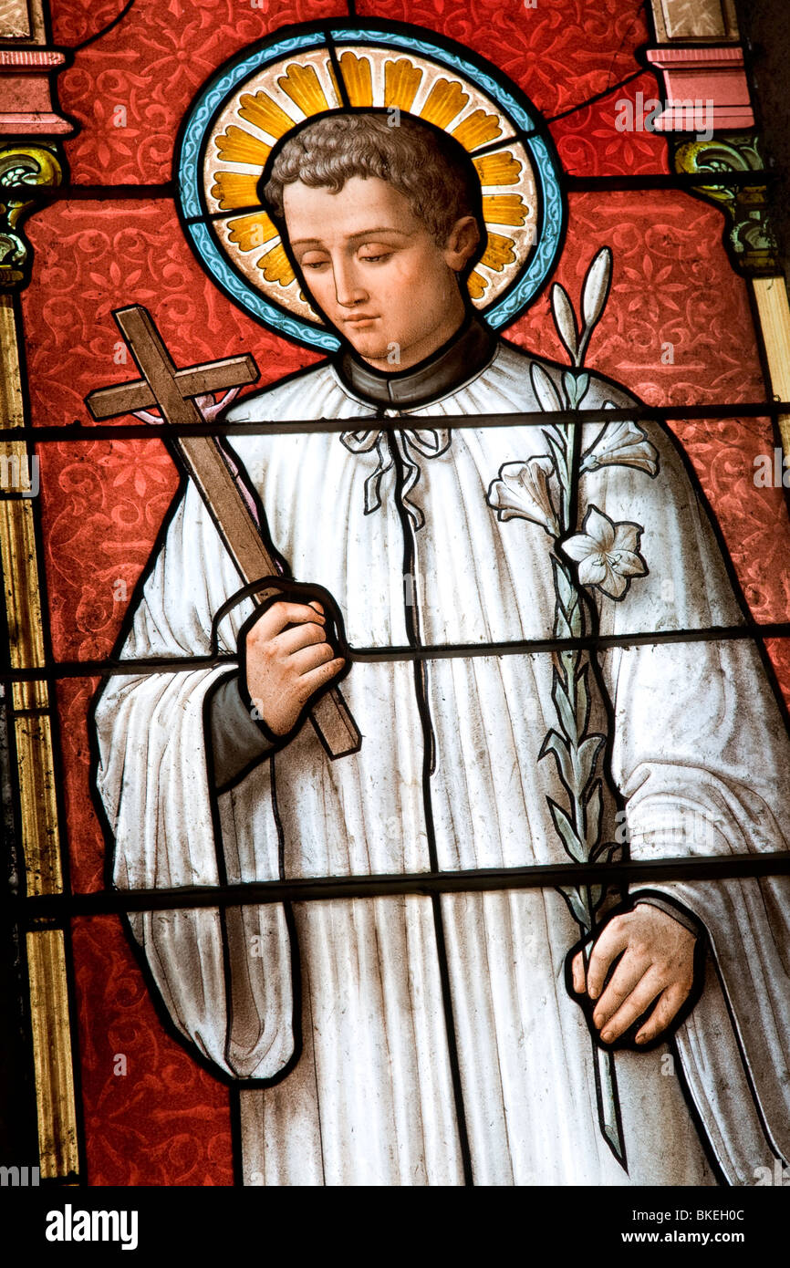 Stained Glass Of Saint Louis De Gonzaque Italian Jesuit Priest France ...