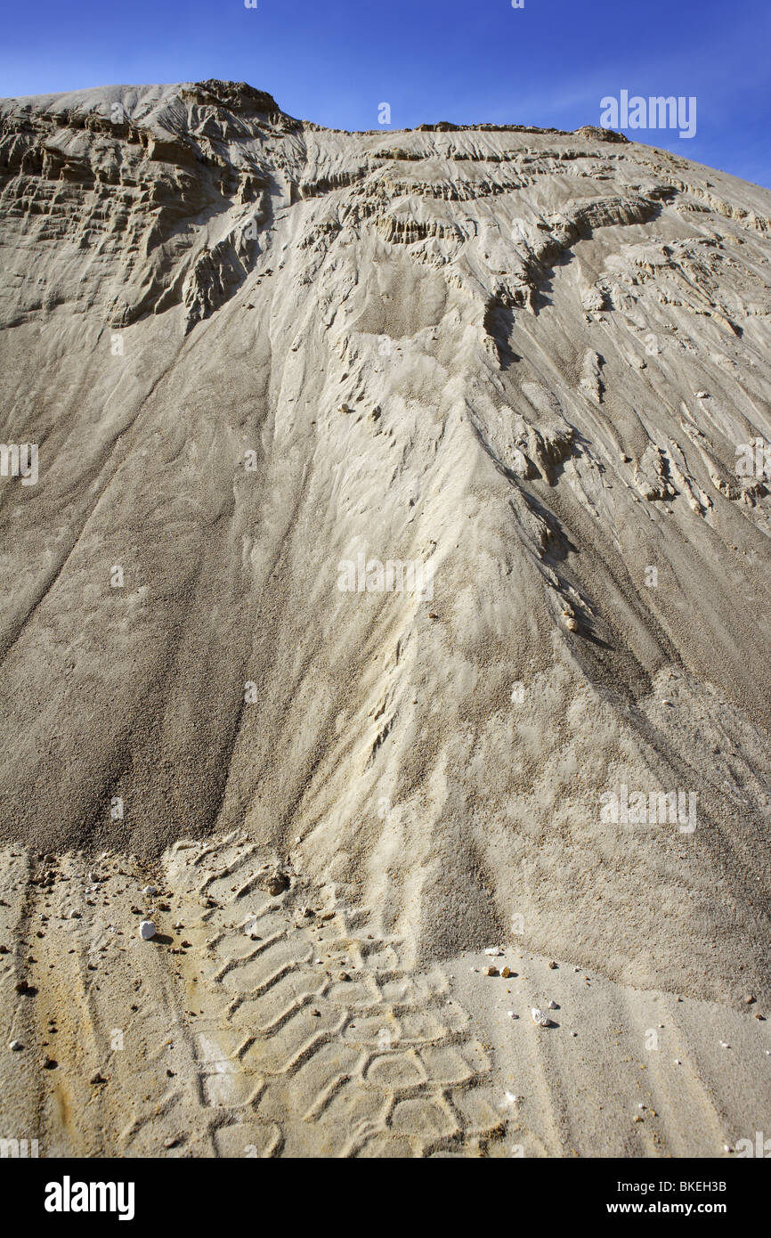 white sand quarry mound like moon mountain blue sky Stock Photo - Alamy