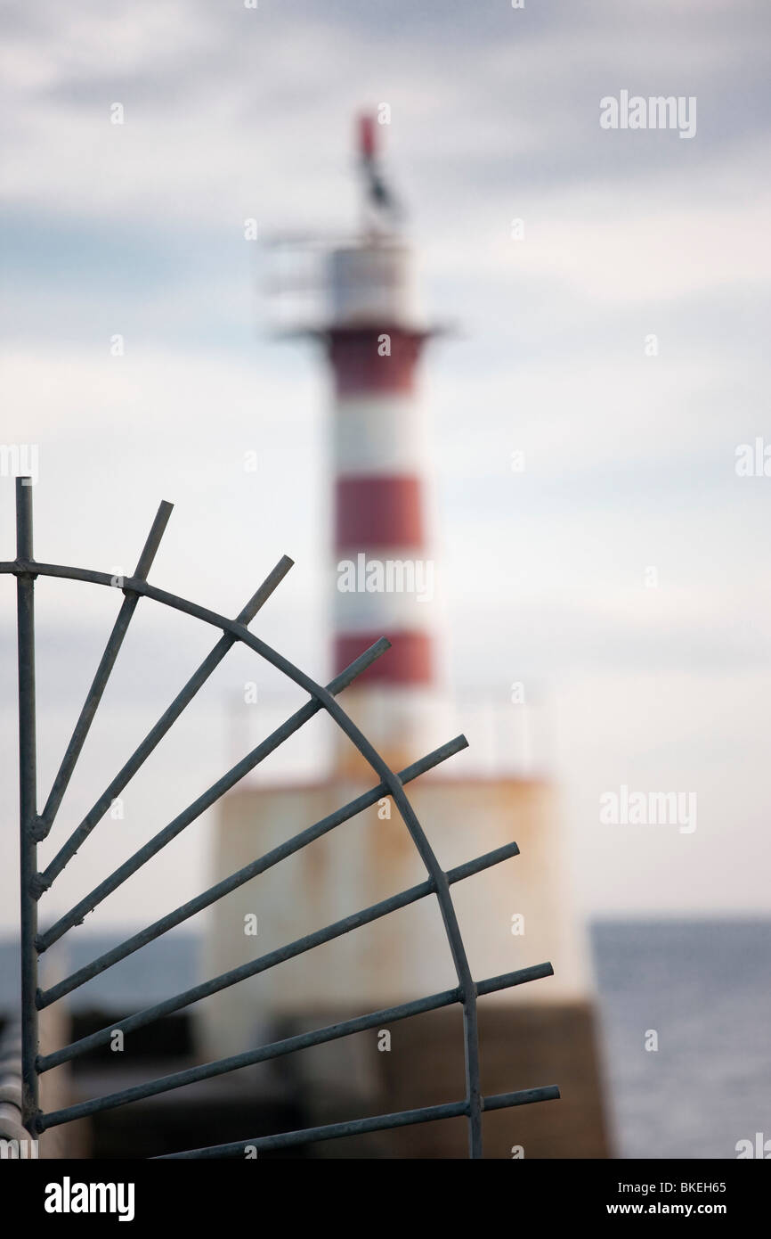 Amble, Northumberland, England; Lighthouse On The Coast Stock Photo - Alamy