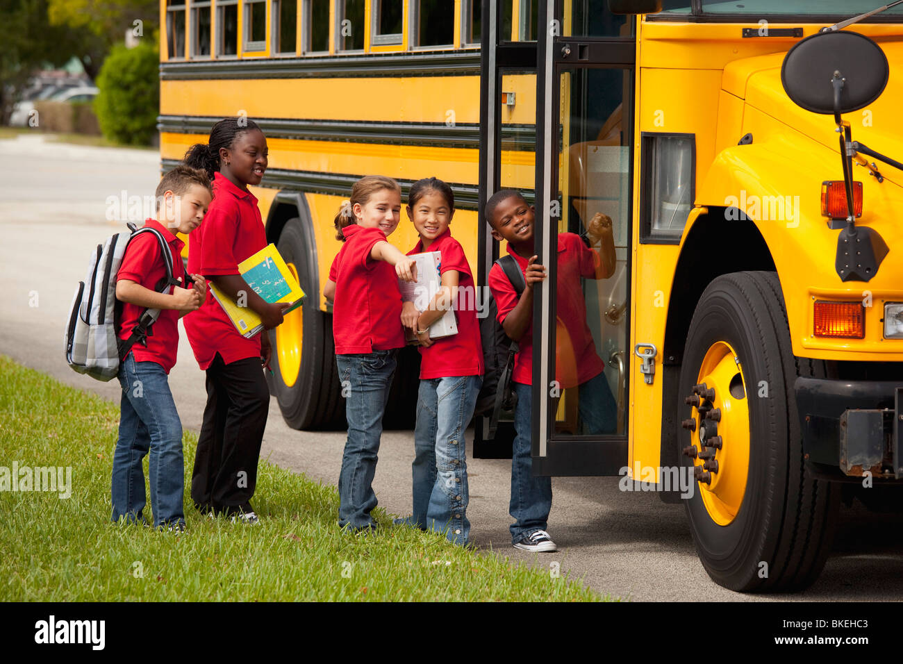 Teen Boy And Girl School Bus High Resolution Stock Photography and ...