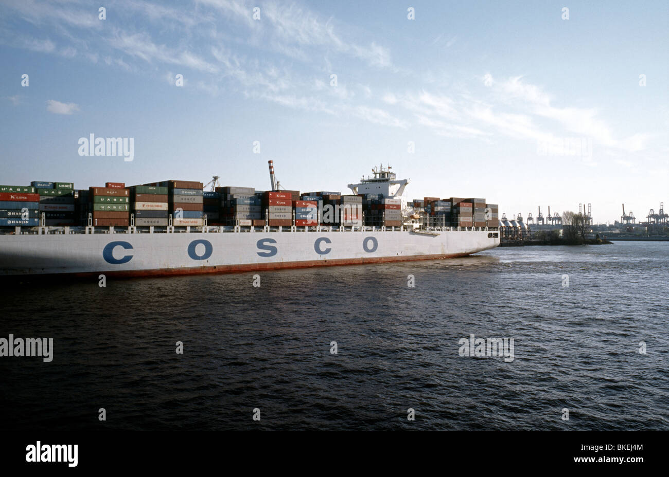 Cosco shipping container ship loading and unloading hi-res stock ...