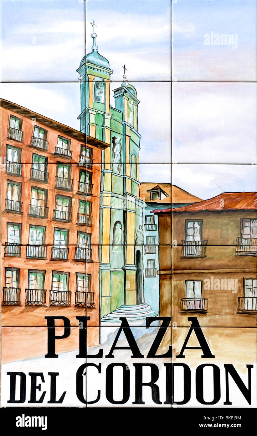 Madrid, Spain. Traditional Tiled Street Sign. Plaza del Cordon (by ...