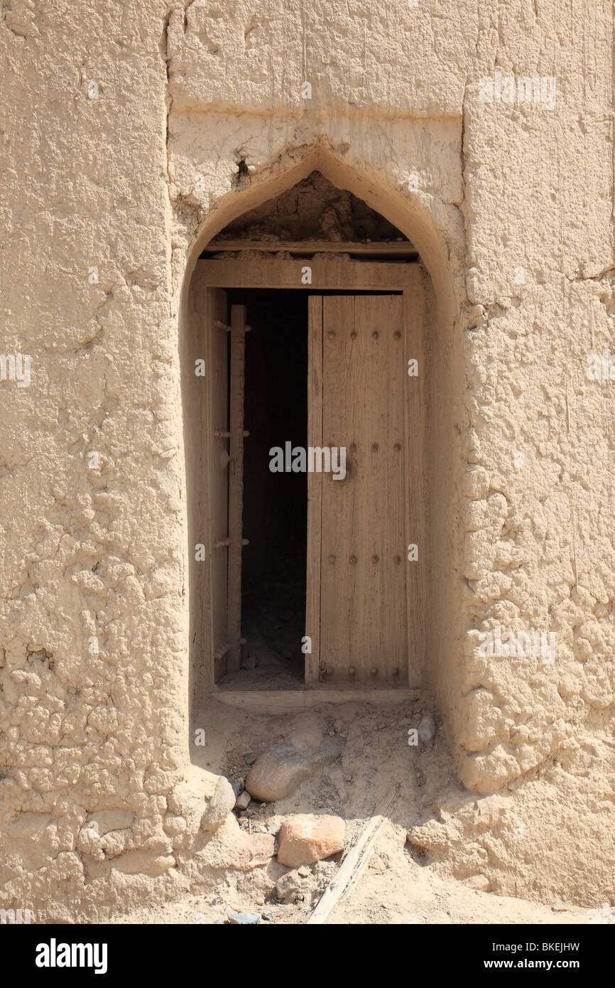door of watchtower in old Fanja, Hajar al Gharbi , Sultanate of Oman ...