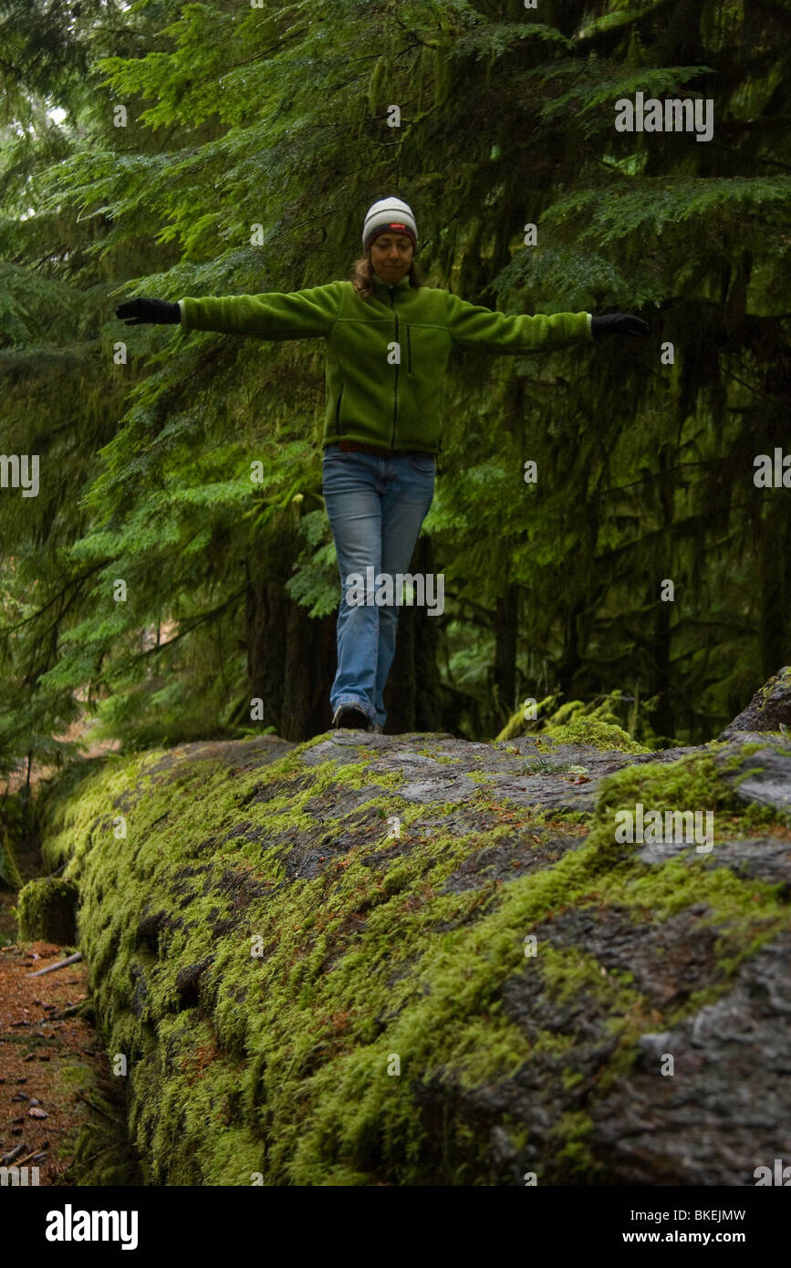 Adult female log balancing hi-res stock photography and images - Alamy