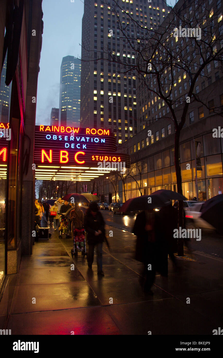 Neon sign for NBC Studios and Rainbow Room, Manhattan, New York Stock ...