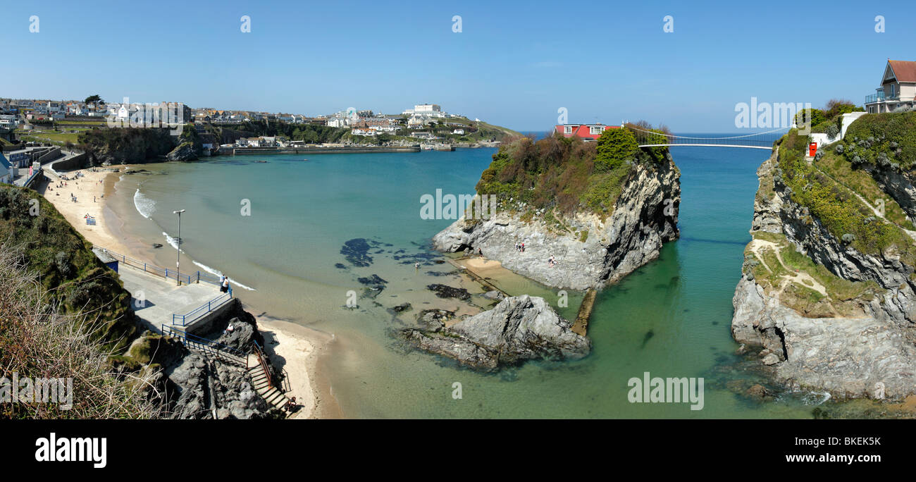 Panoramic view of Towan beach in Newquay Cornwall at high tide Stock ...