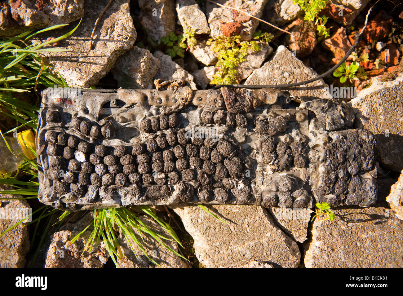 burnt and melted computer keyboard following house fire Stock Photo - Alamy