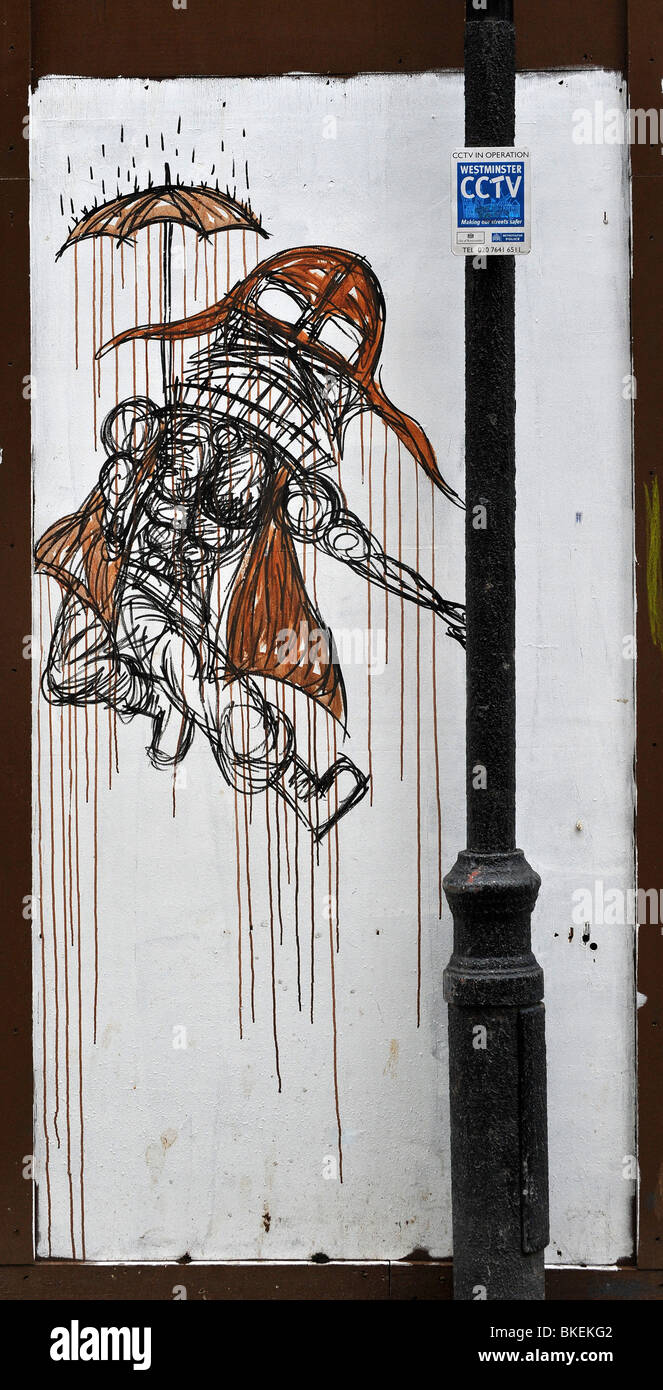 Street Art By Nathan Bowen painted on a building site hoarding, London ...