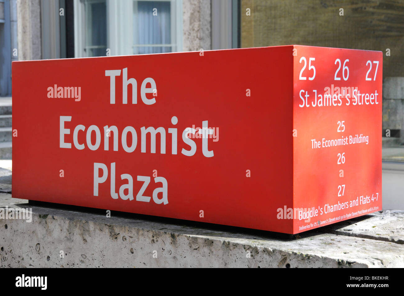 Sign for the Economist Plaza home of the weekly Economist newspaper ...