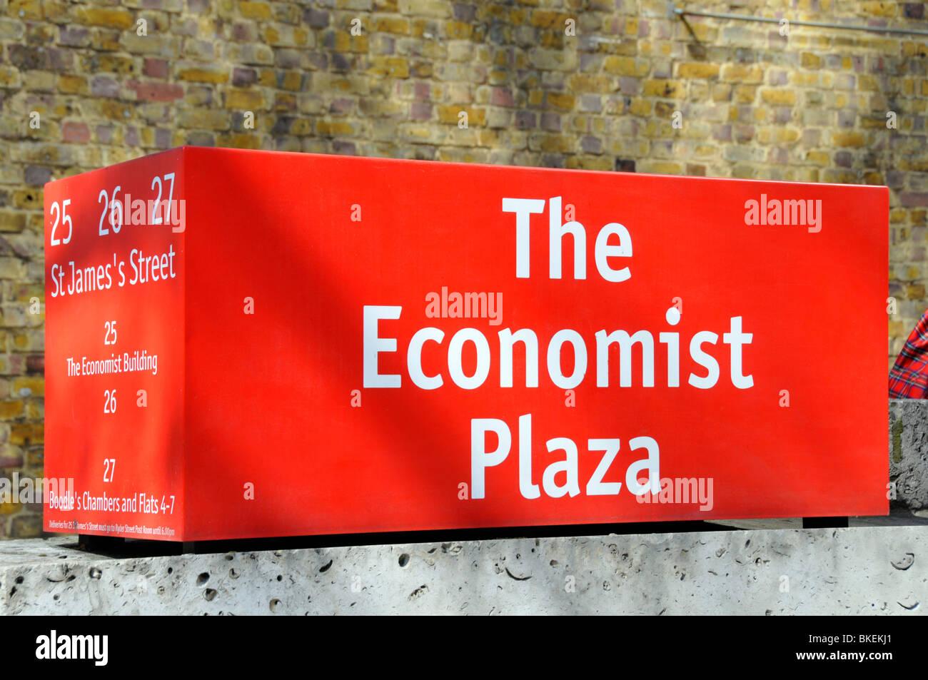 Sign for the Economist Plaza home of the weekly Economist newspaper ...