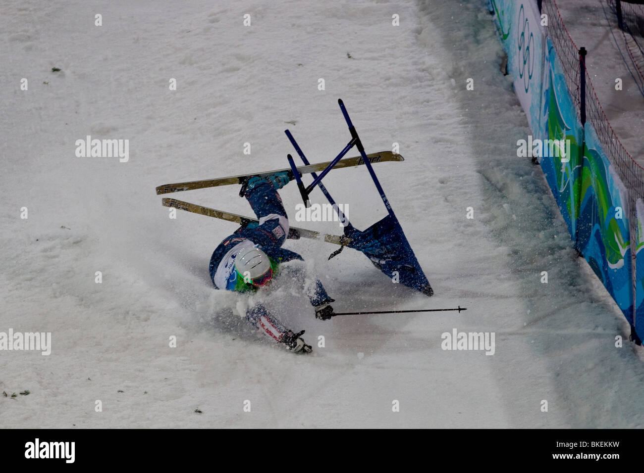 Patrick Deneen (USA) crashing during the Men's Moguls event at the 2010 ...