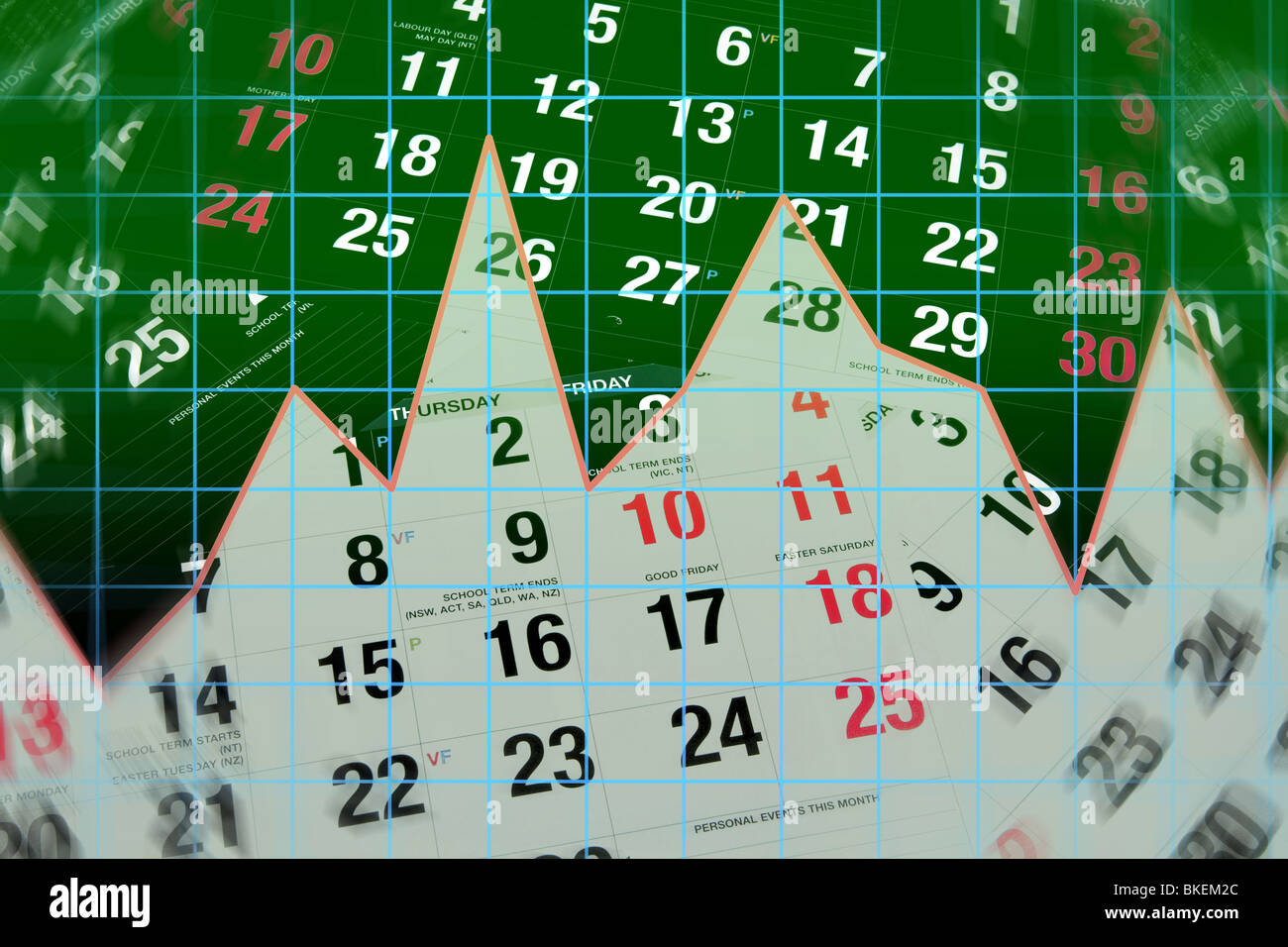 Calendar Pages and Graph Stock Photo - Alamy