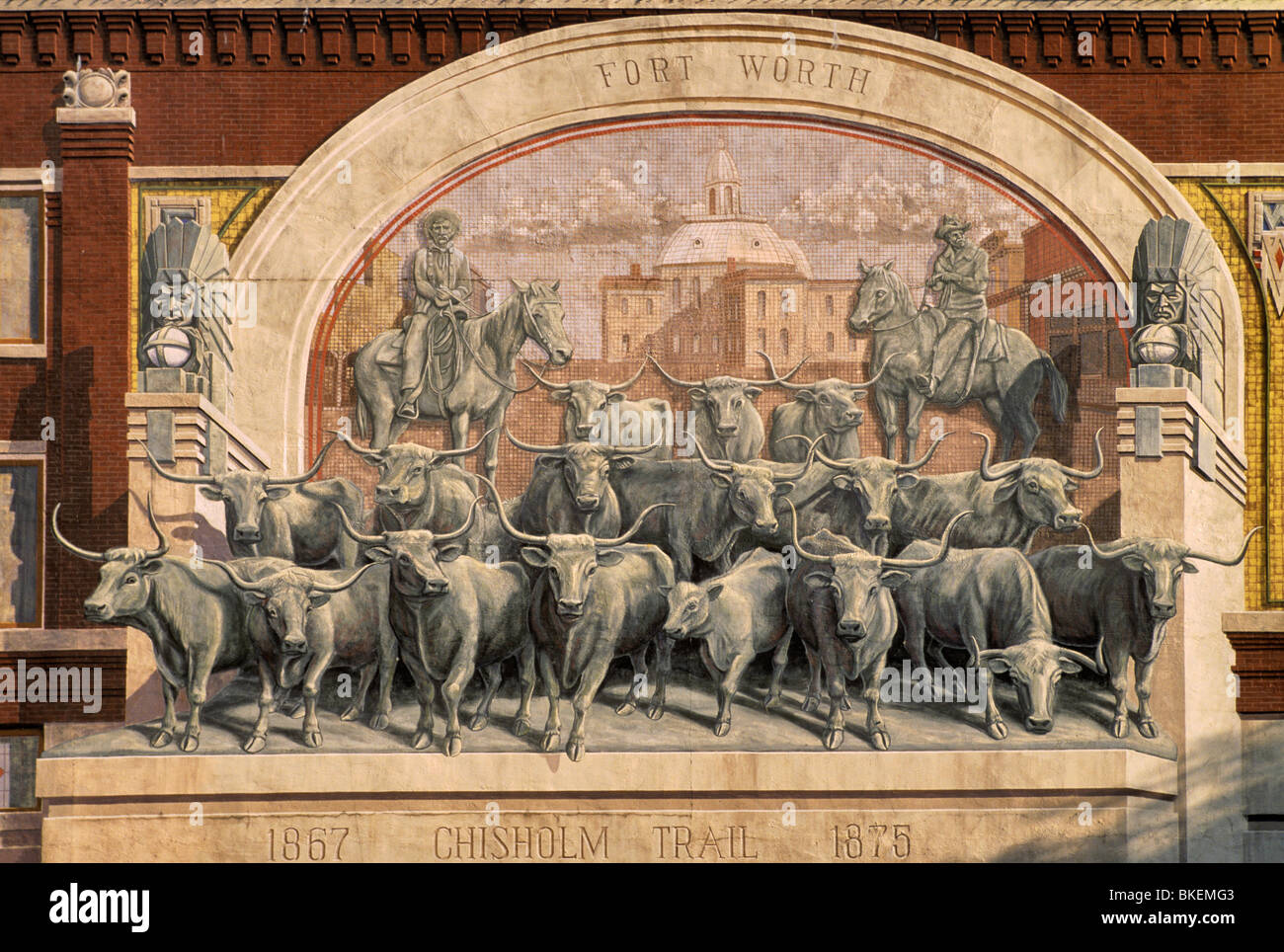 Chisholm Trail Cattle Drive mural by Richard Haas at Sundance Square in ...