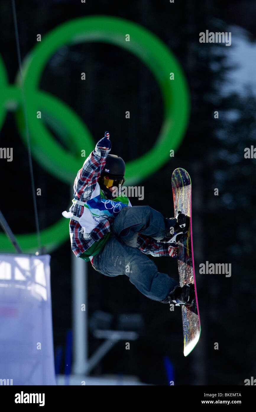 Louie Vito (USA) competing in the Men's Snowboard Halfpipe event at the ...