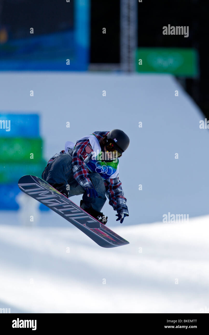 Louie Vito (USA) competing in the Men's Snowboard Halfpipe event at the ...