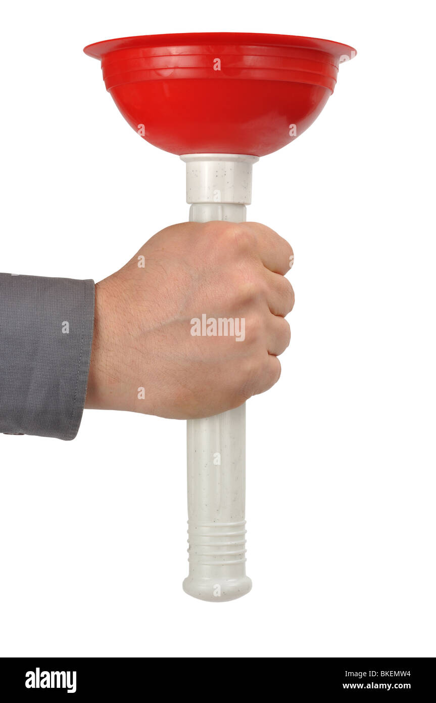 Hand with Plunger Stock Photo - Alamy