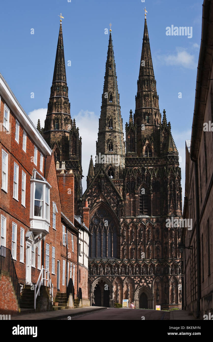 Lichfield Cathedral and the cathedral close, Lichfield, Staffordshire ...
