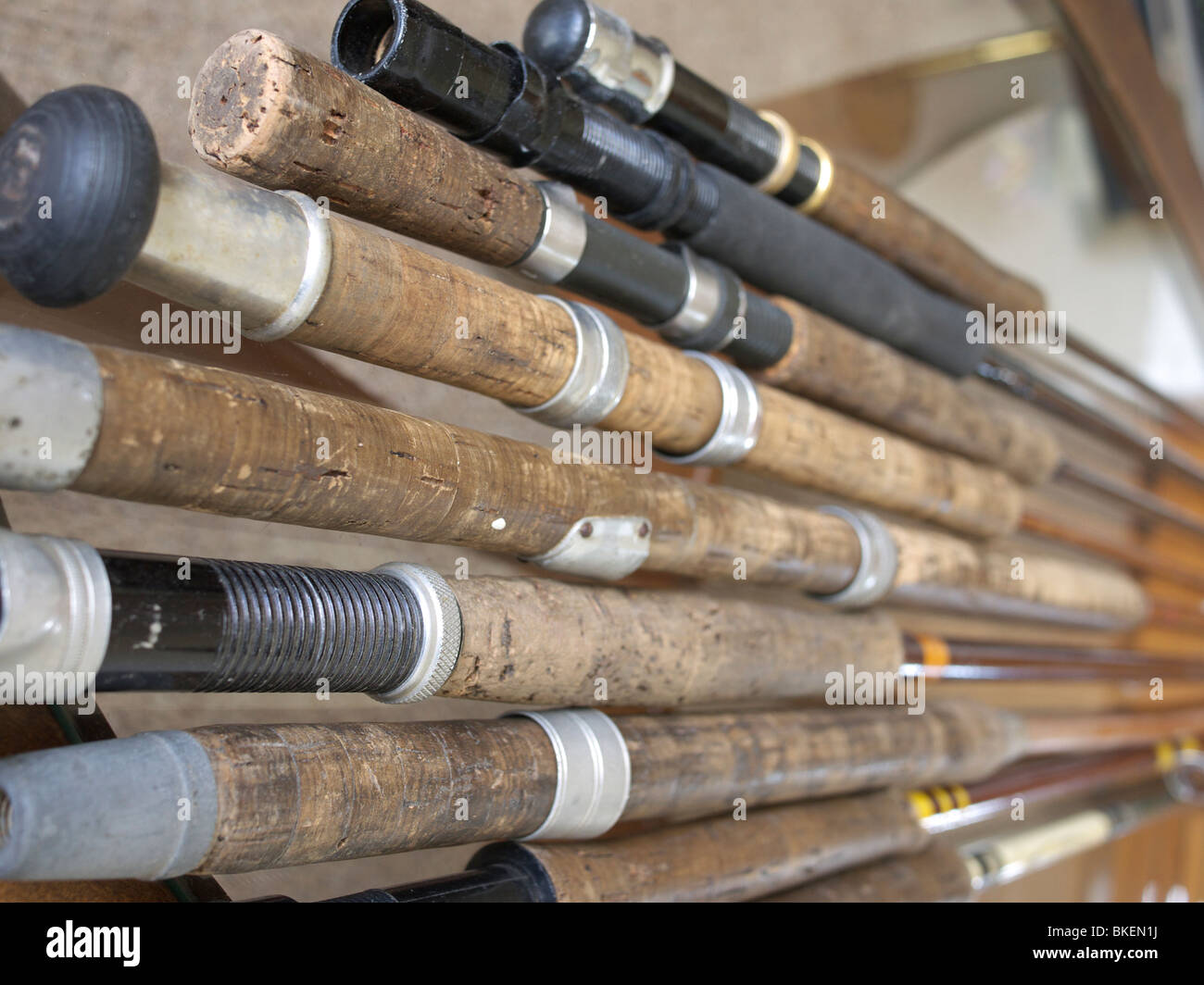 Fishing rod handles Stock Photo - Alamy