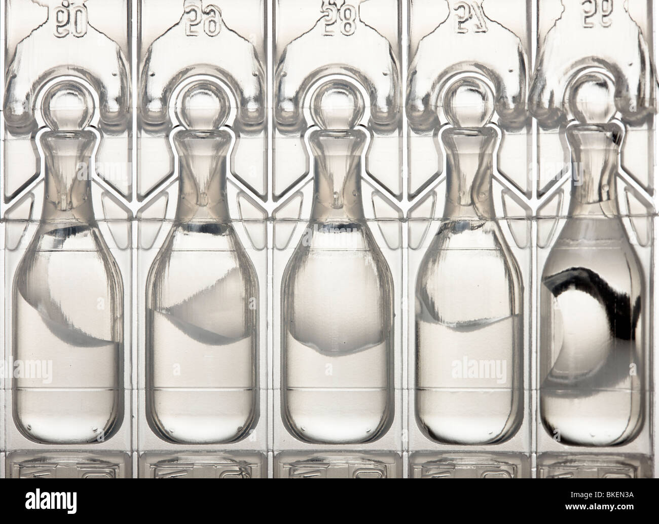 non-refillable bipoules, plastic, filled with medicine. eye drops ...