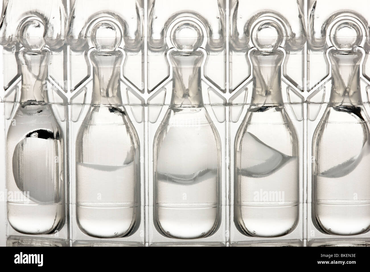 non-refillable bipoules, plastic, filled with medicine. eye drops ...