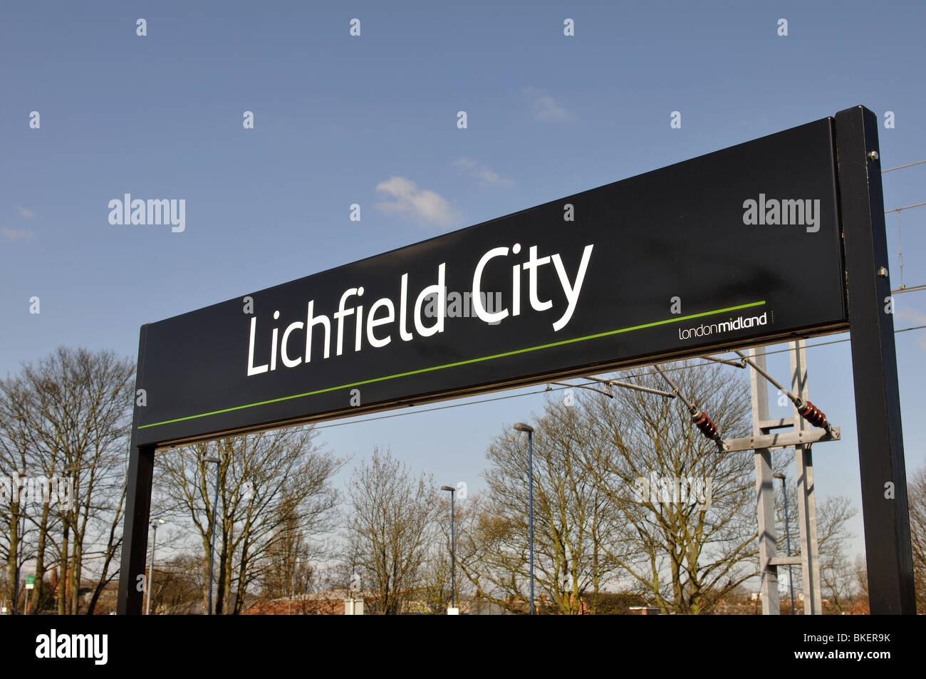 Lichfield City railway station sign, Staffordshire, England, UK Stock ...