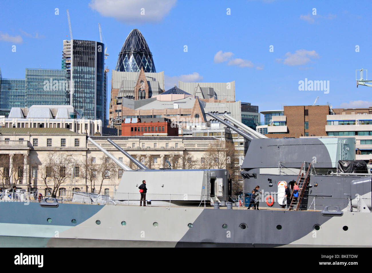 city of london hms belfast deck england uk gb Stock Photo - Alamy