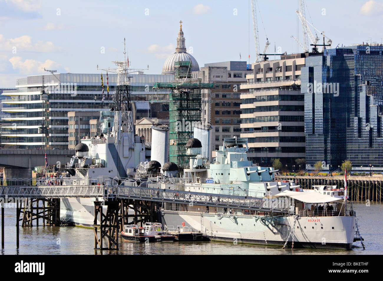 HMS Belfast museum ship london england uk gb Stock Photo - Alamy