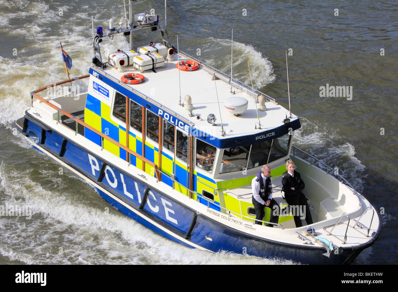 police launch river thames london england uk gb Stock Photo - Alamy
