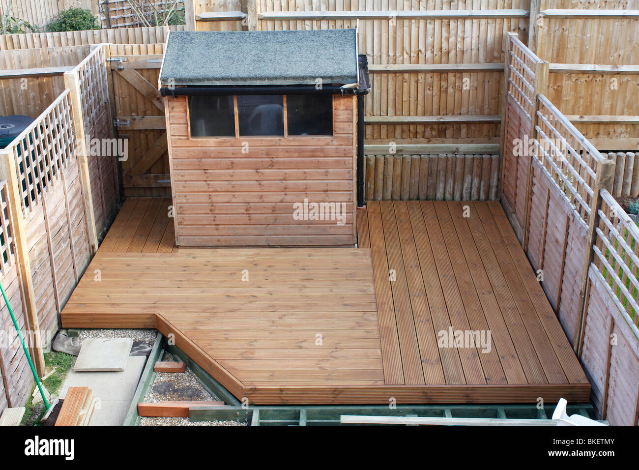 timber decking construction project england uk gb Stock Photo - Alamy