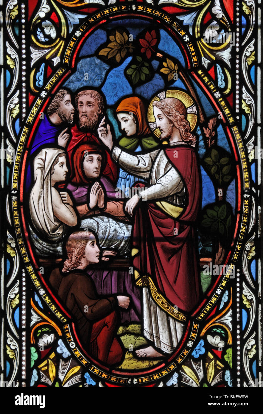 Detail from a stained glass window by Ward and Hughes circa 1865. The ...